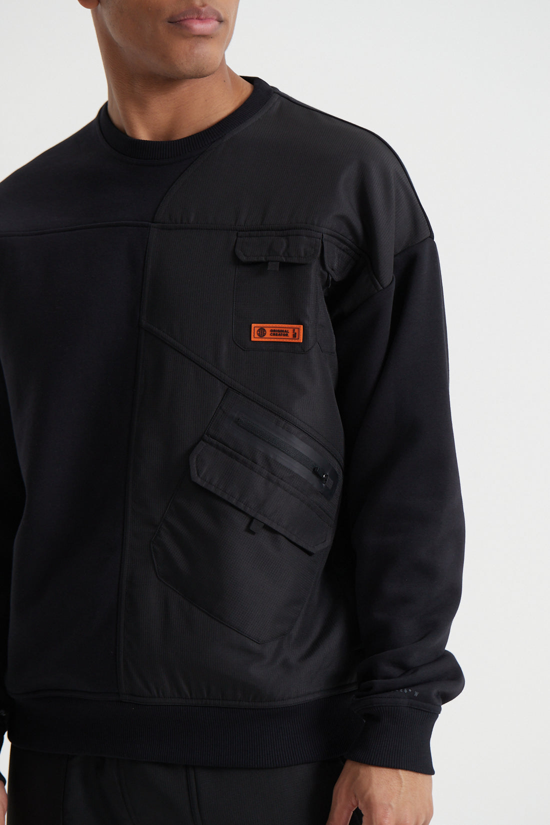 Grid Cargo Sweatshirt in Jet Black - Original Creator
